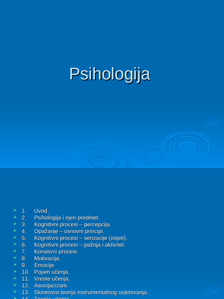 Psihologija I Prvo Predavanje | PDF