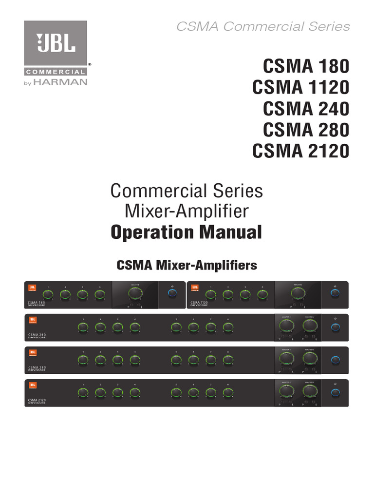 JBL CSMA 2120 Mixer-Amplifier Manual | PDF | Amplifier | Microphone