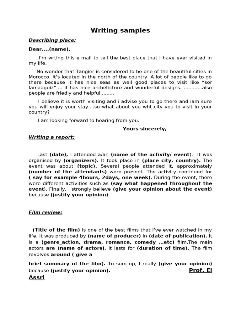 Writing Samples | PDF | Language Arts & Discipline