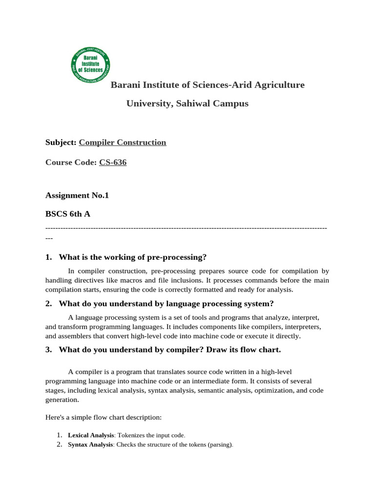 Sajjad Assignment | PDF | Parsing | Compiler
