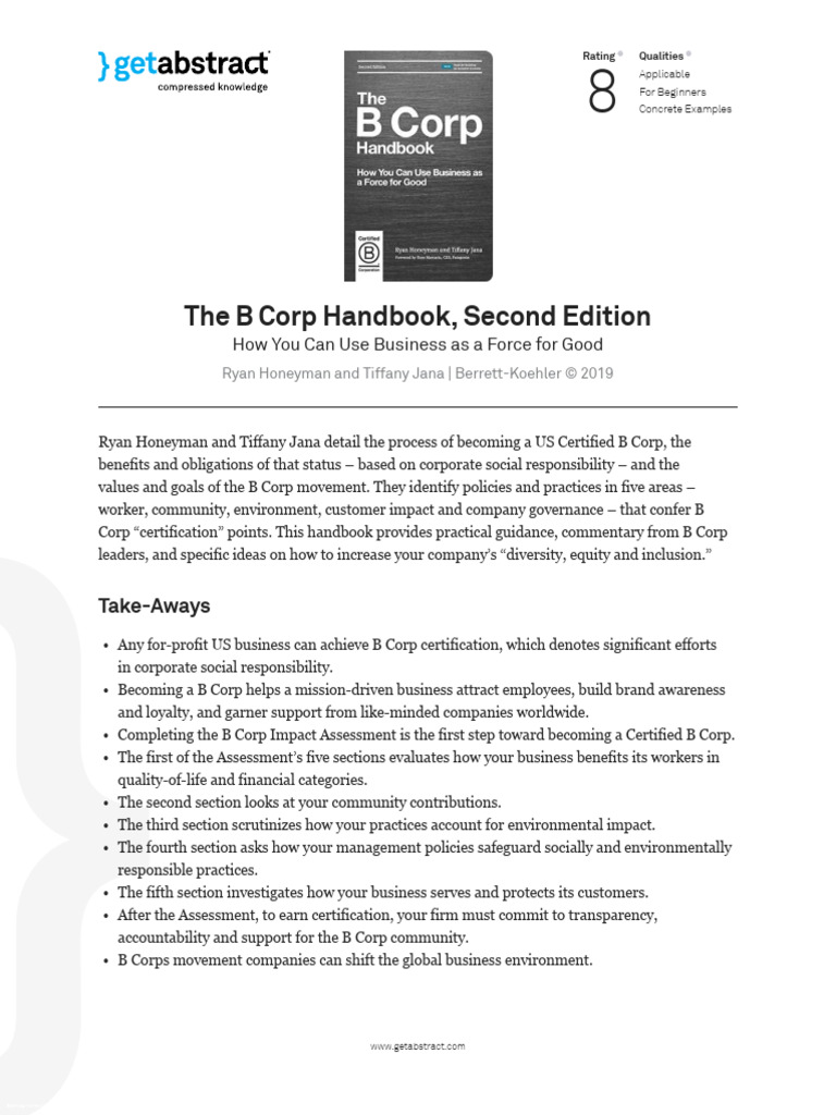 The B Corp Handbook Second Edition Honeyman en 38732 | PDF | Employment ...