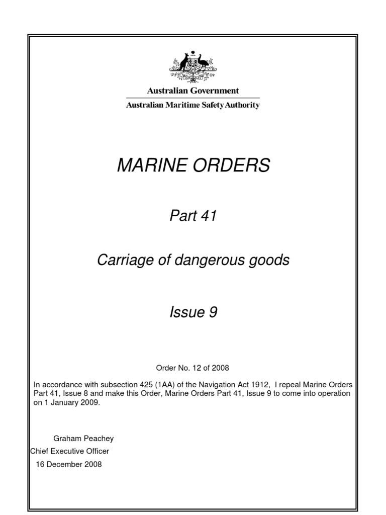 Marine Orders: Federal Register of Legislative Instruments F2008L04735 ...