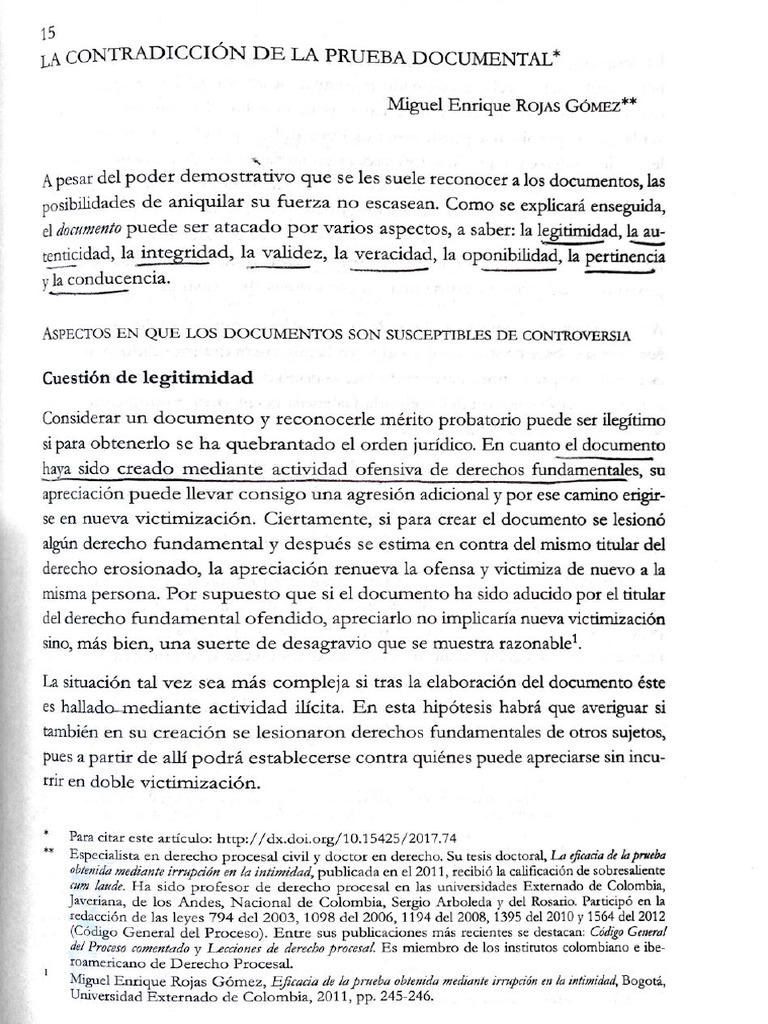 Contradicción de la prueba documental | PDF
