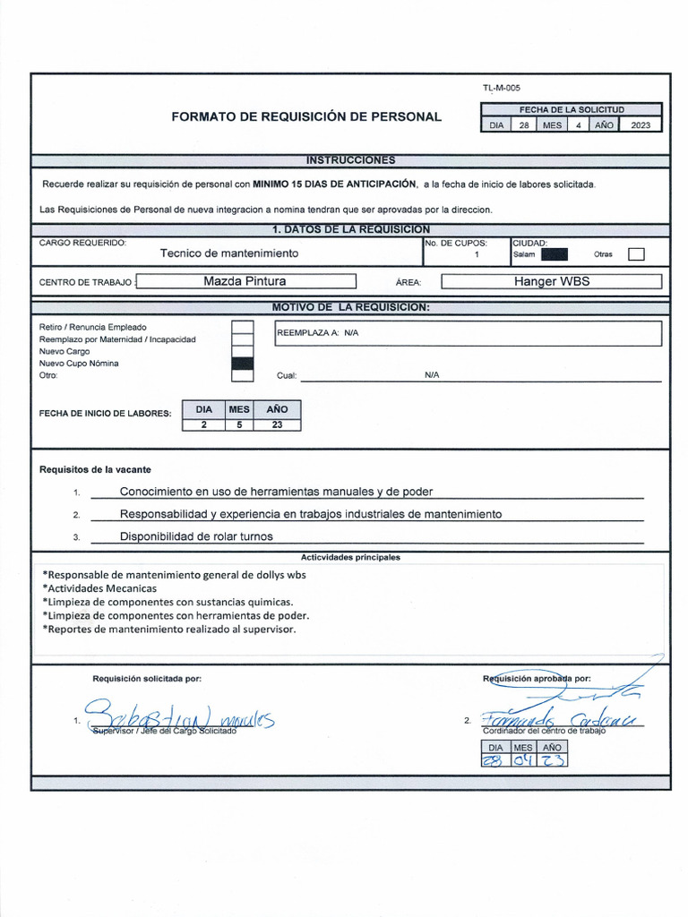 Requisicion de Personal | PDF Requisicion de Personal | PDF