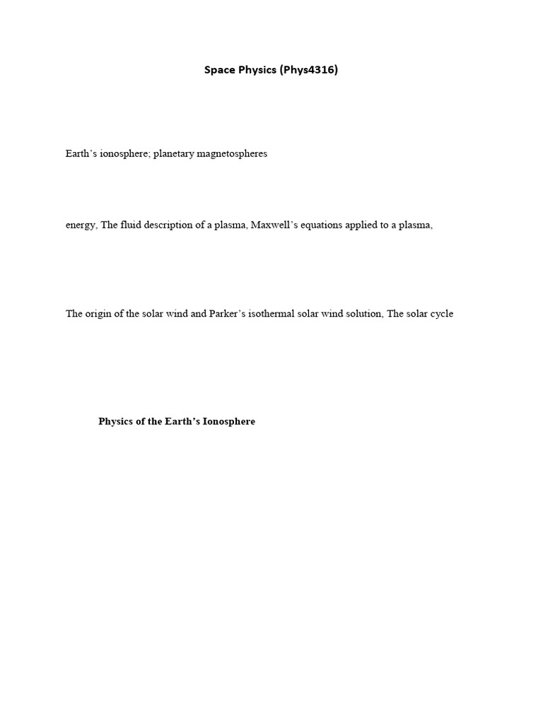 Space Physics Course Outline | PDF | Science & Mathematics