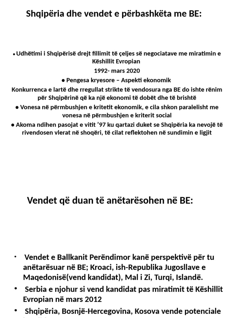 Shqipëria Dhe Vendet e Përbashkëta Me BE | PDF