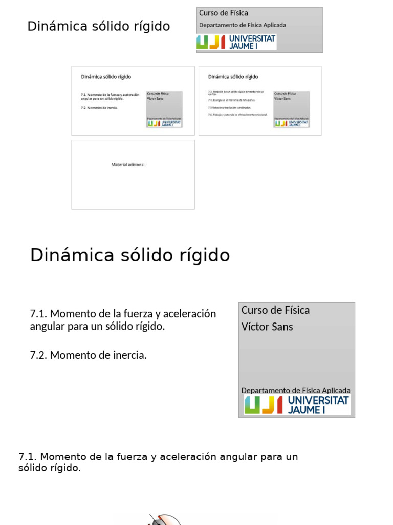 21 Fisica Dinamica Solido Rigido Vs 2 | PDF | Rotación | Momento angular