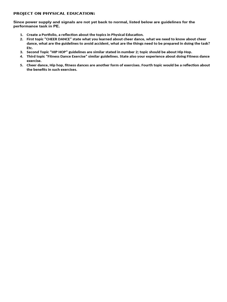 PE Performance Task Guidelines | PDF | Career & Growth