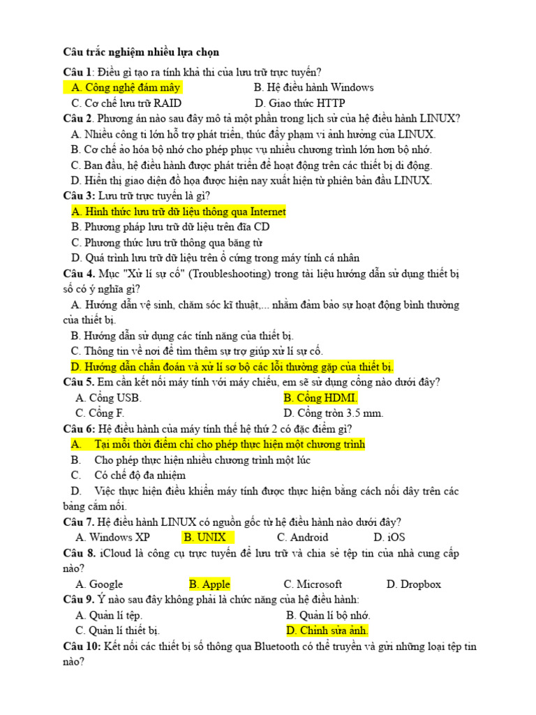ĐỀ CƯƠNG GK1 TIN 11 | PDF