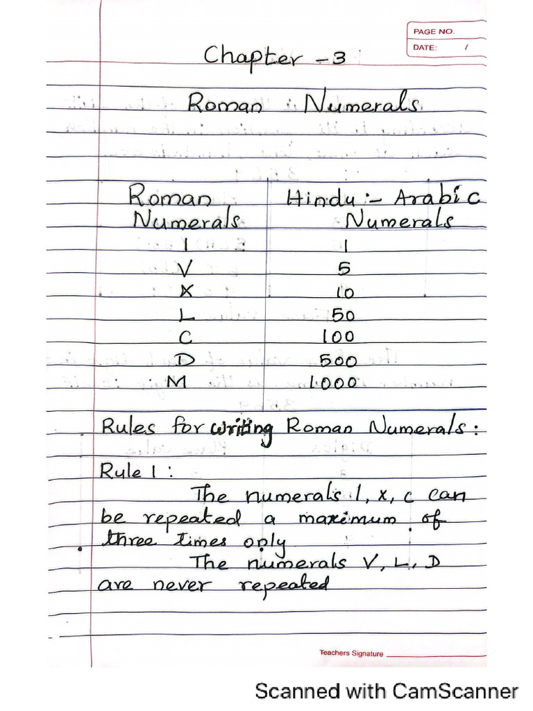 Chapter-3 Roman Numerals - Notes | PDF