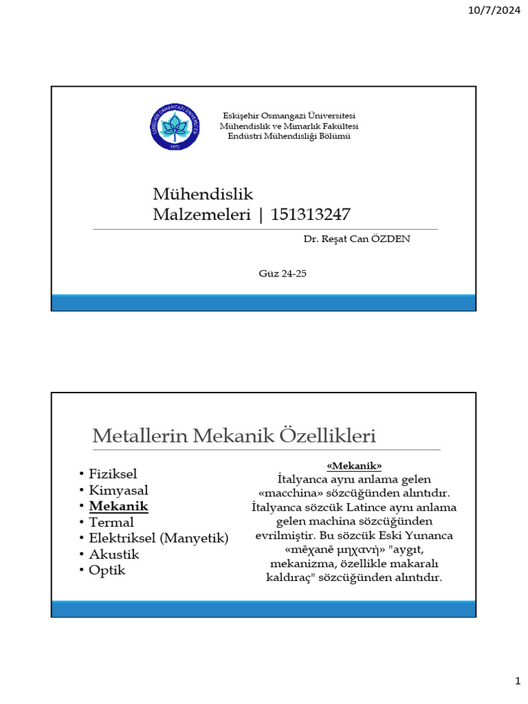 Mühendislik Malzemeleri - IV. Hafta | PDF