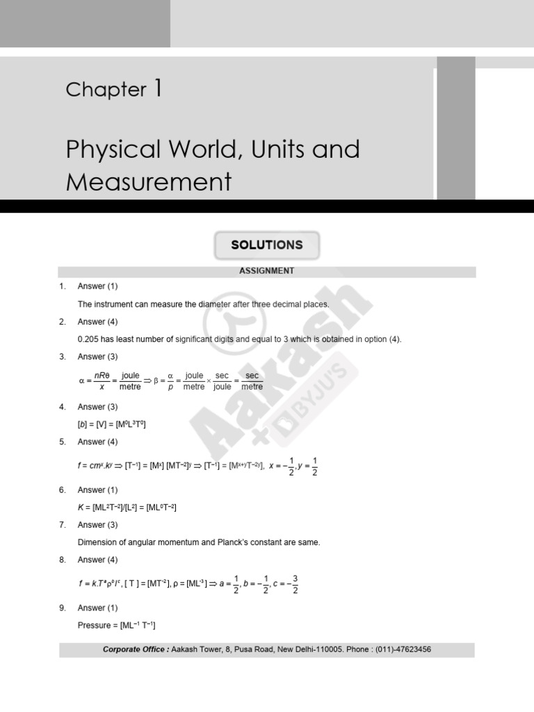 Chap-1 - Physical World, Units and Measurement_Solutions | PDF | Classical Mechanics ...