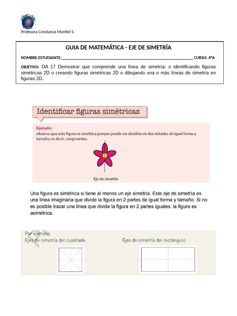 GUIA N°1 EJE DE SIMETRÍA | PDF