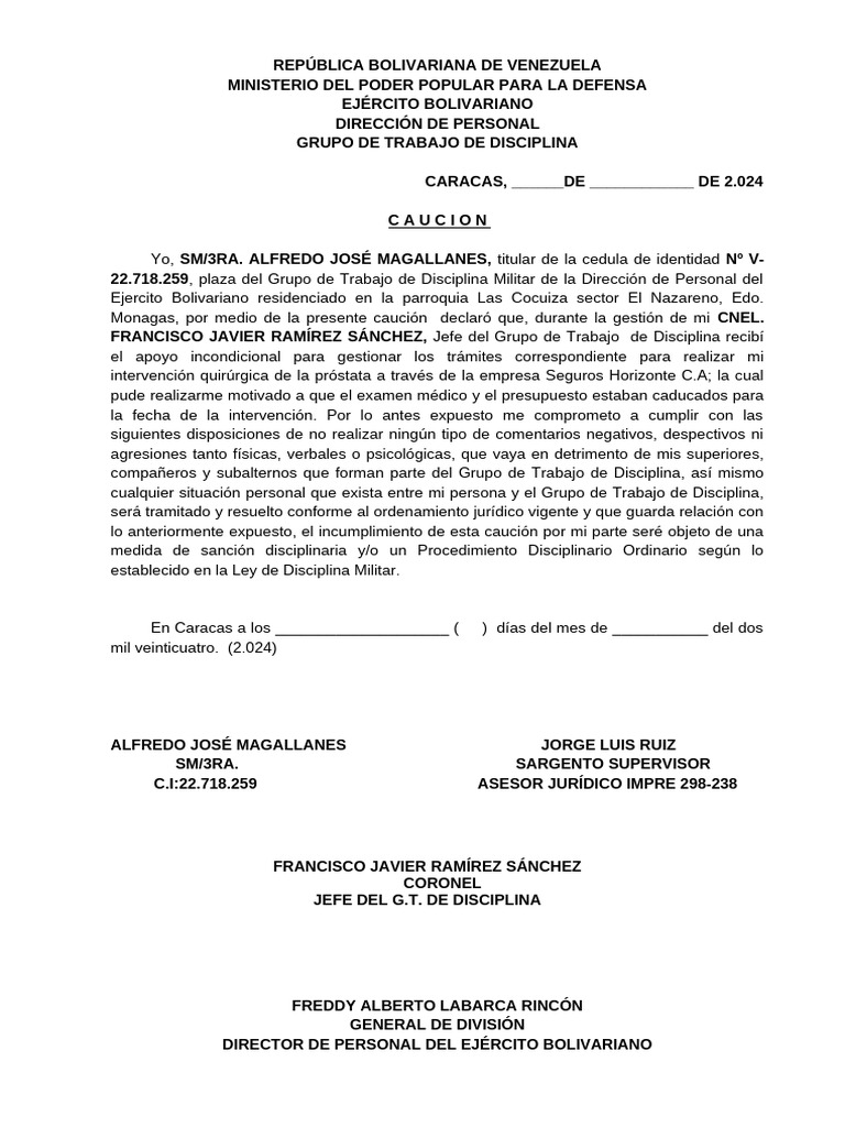 Caucion Magallanes | PDF | Disciplinas