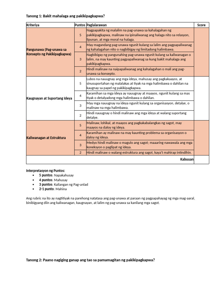 Rubrics Esp8 Q2 M5 | PDF