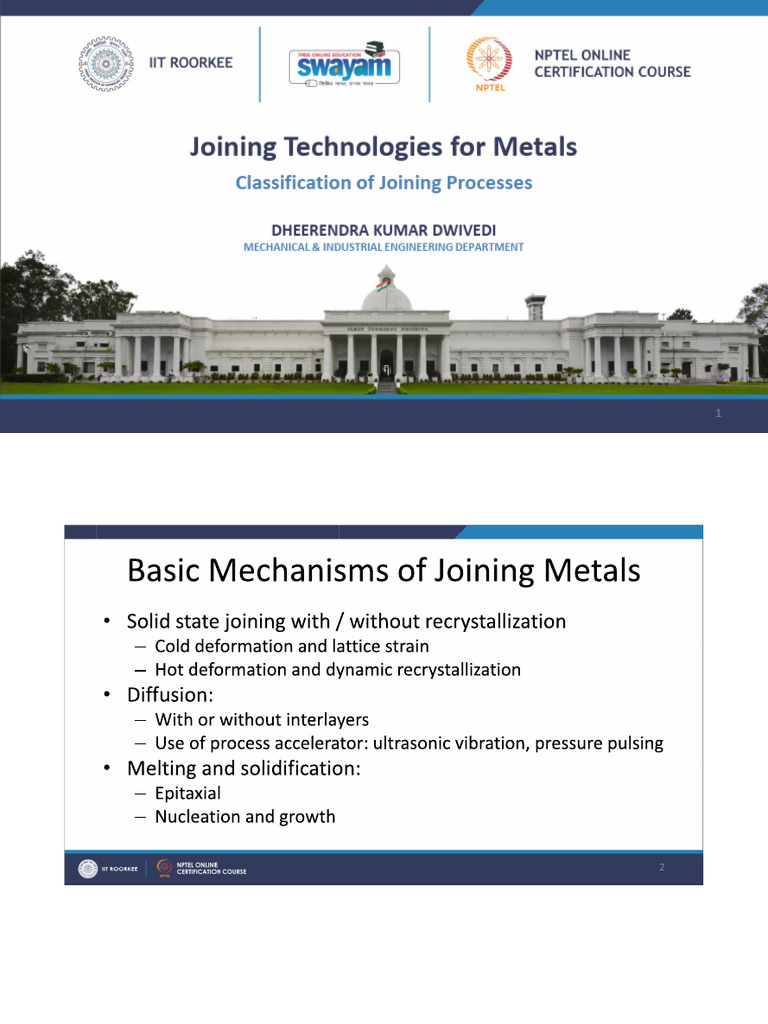 Joining Technologies For Metals: Classification of Joining Processes | PDF