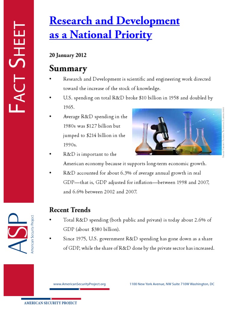 Fact Sheet Research and Development As A National Priority Jan 2012 ...