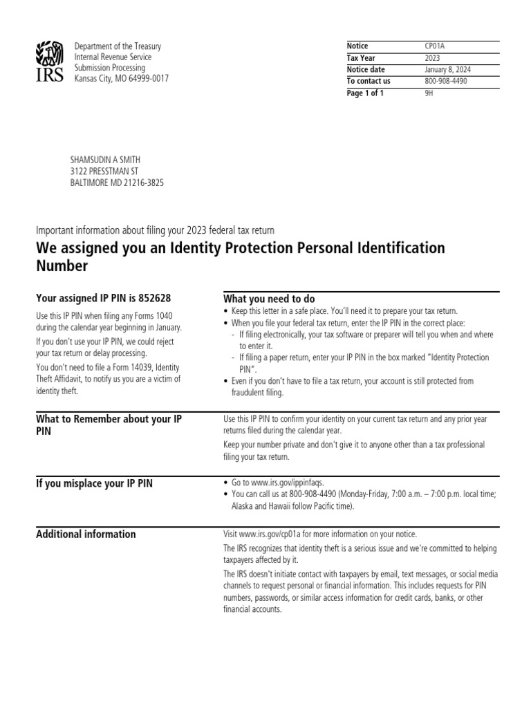 cp01a | PDF | Internal Revenue Service | United States Law