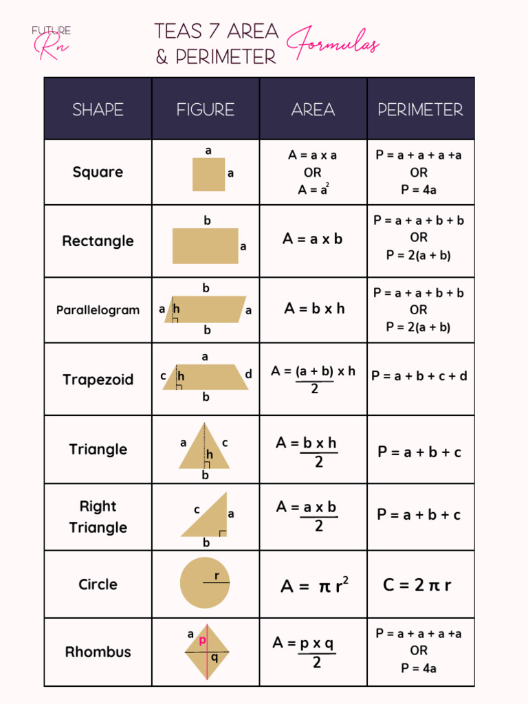TEAS Area and Perimeter Formulas | PDF
