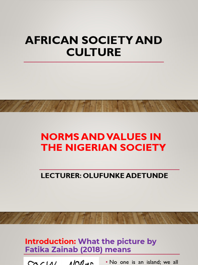 GST123... Norms and Values in Nigeria | PDF | Social Psychology ...