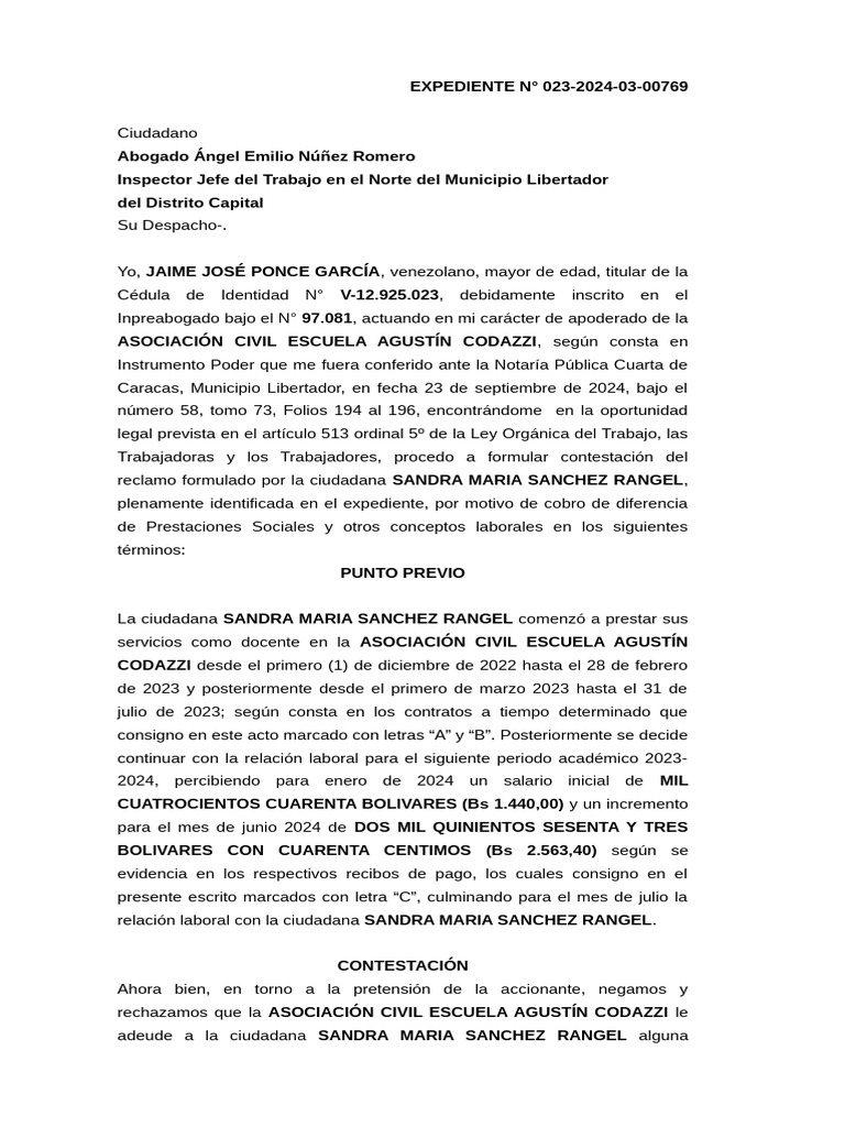 Contestacion Ministerio Del Trabajo | PDF | Salario