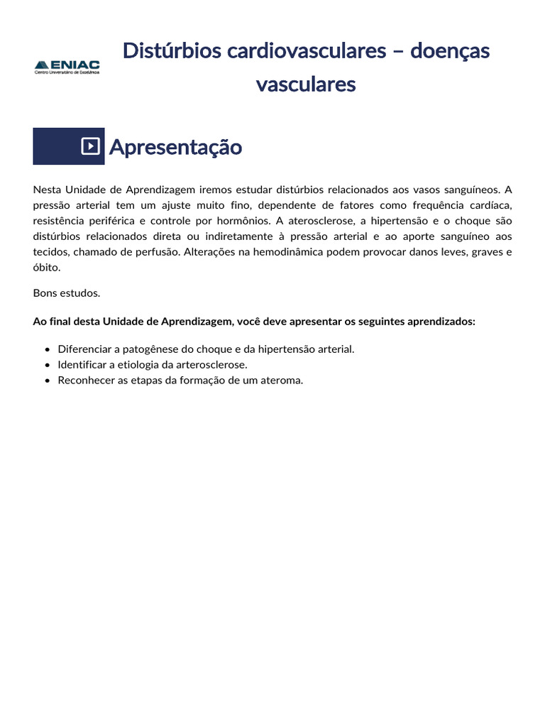 Formação de Ateroma e Distúrbios Vasculares | PDF | Aterosclerose ...