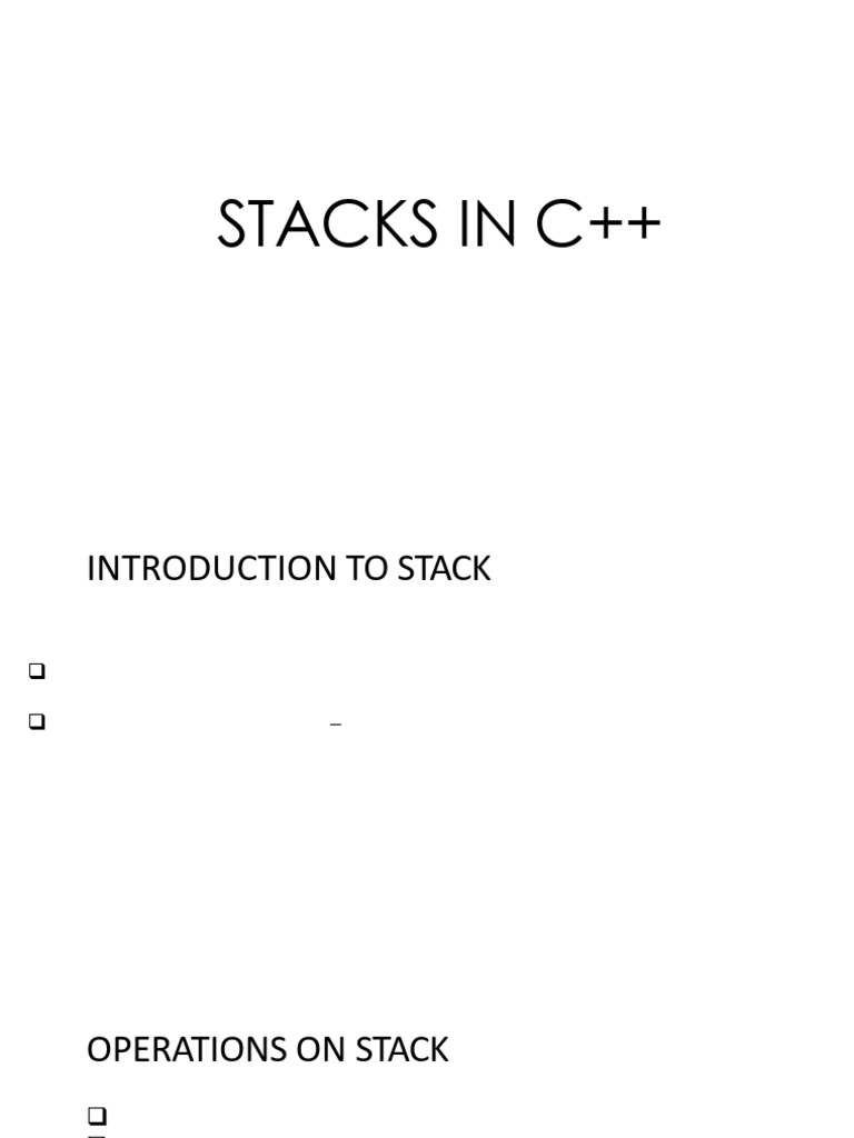 Stacks in C++ | PDF | Computer Programming | Algorithms And Data Structures
