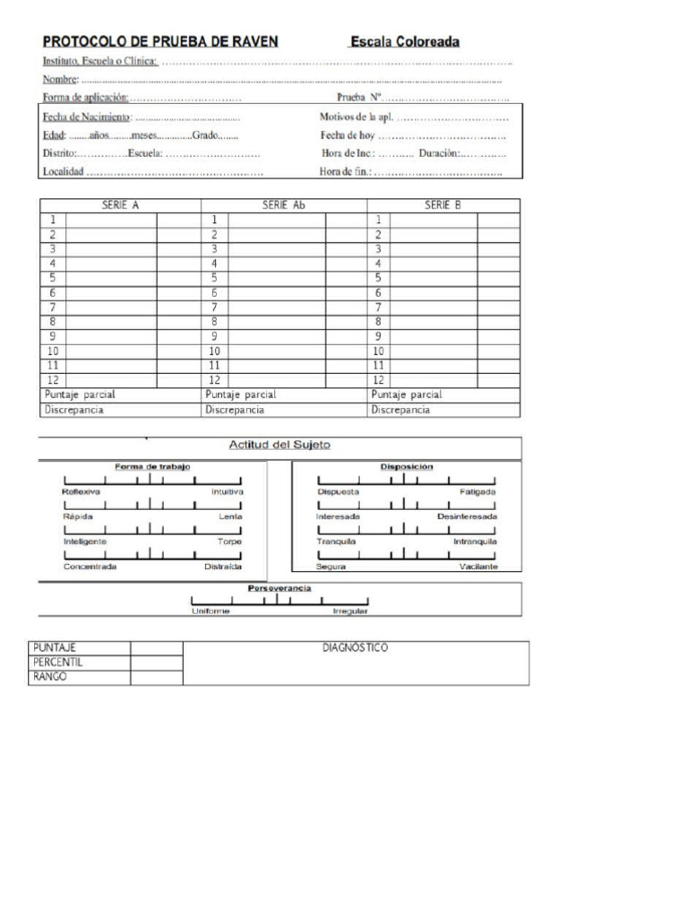 RAVEN COLOR Protocolo de Prueba Raven Escala Coloreada | PDF