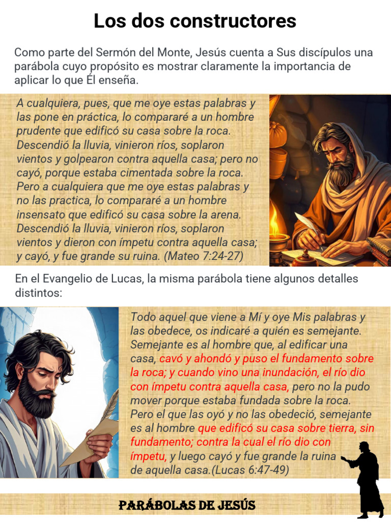 Los Dos Cimientos: Parábola de Jesús | PDF | Parábolas de Jesús ...