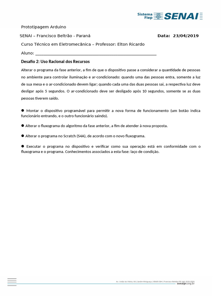 Exercicio 02 - Uso Racional Dos Recursos Arduino - Cópia | PDF | Computadores