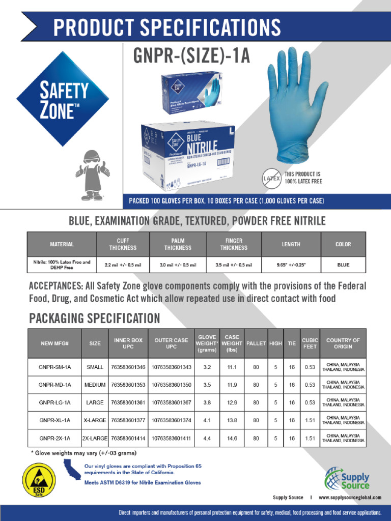 FICHA TECNICA - Guantes de nitrilo version economica | PDF