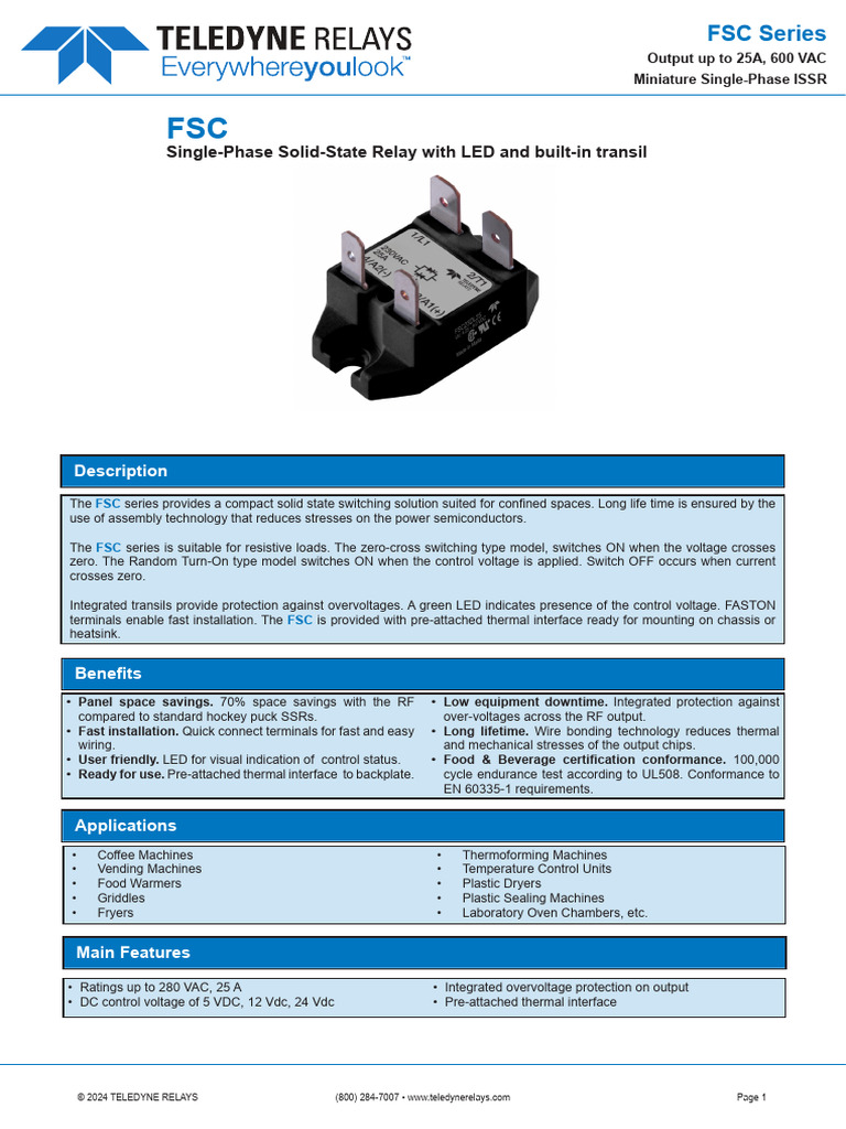FSC Datasheet 012024-3435520 | PDF | Alternating Current | Relay