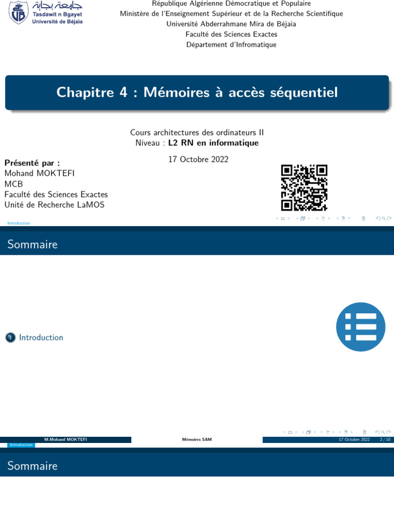Mémoires à Accès Séquentiel en Informatique | PDF | Mémoire ...
