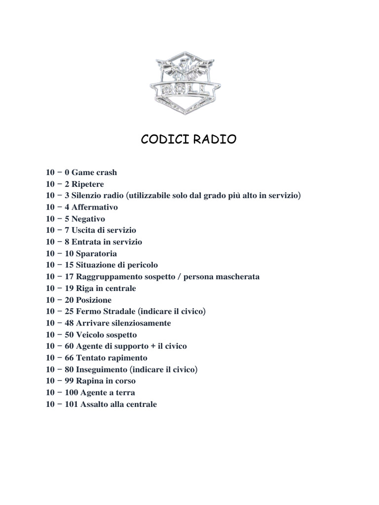 Codici Radio LSPD | PDF