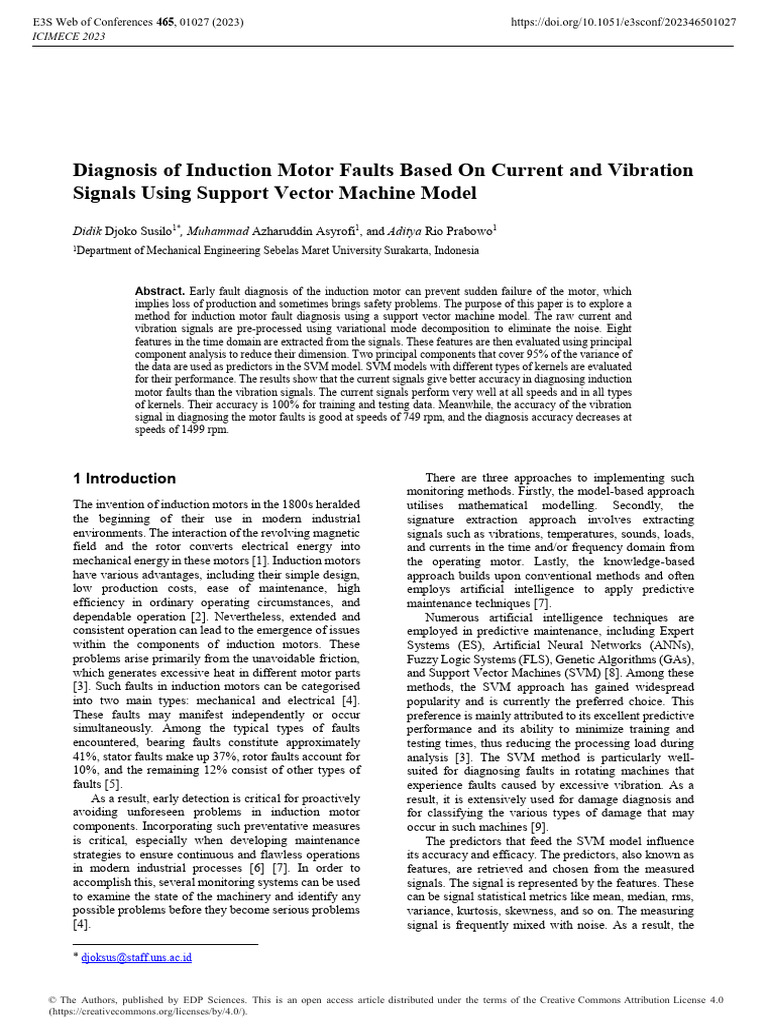 Induction Motor Fault Diagnosis Using SVM | PDF | Support Vector ...