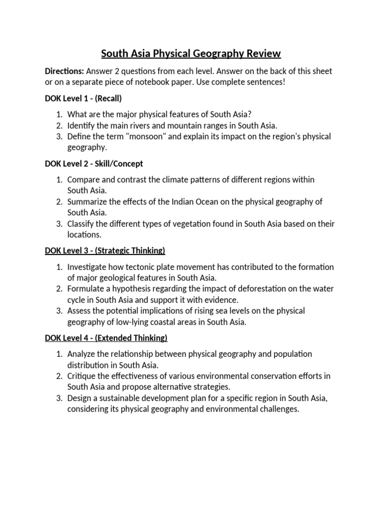 South Asia Physical Geography Review | PDF