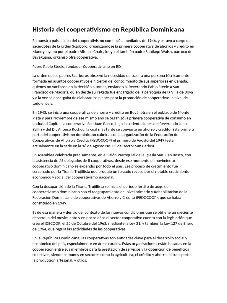 Historia Del Cooperativismo en República Dominicana3 | PDF ...
