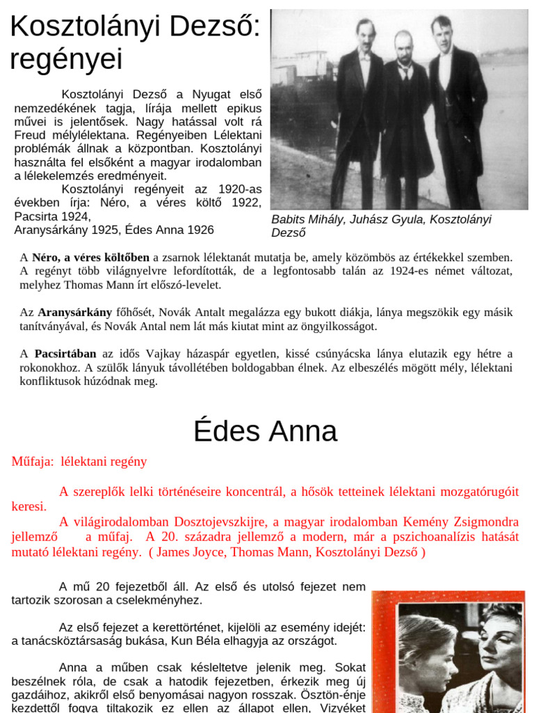 Kosztolányi Dezső Édes Anna | PDF