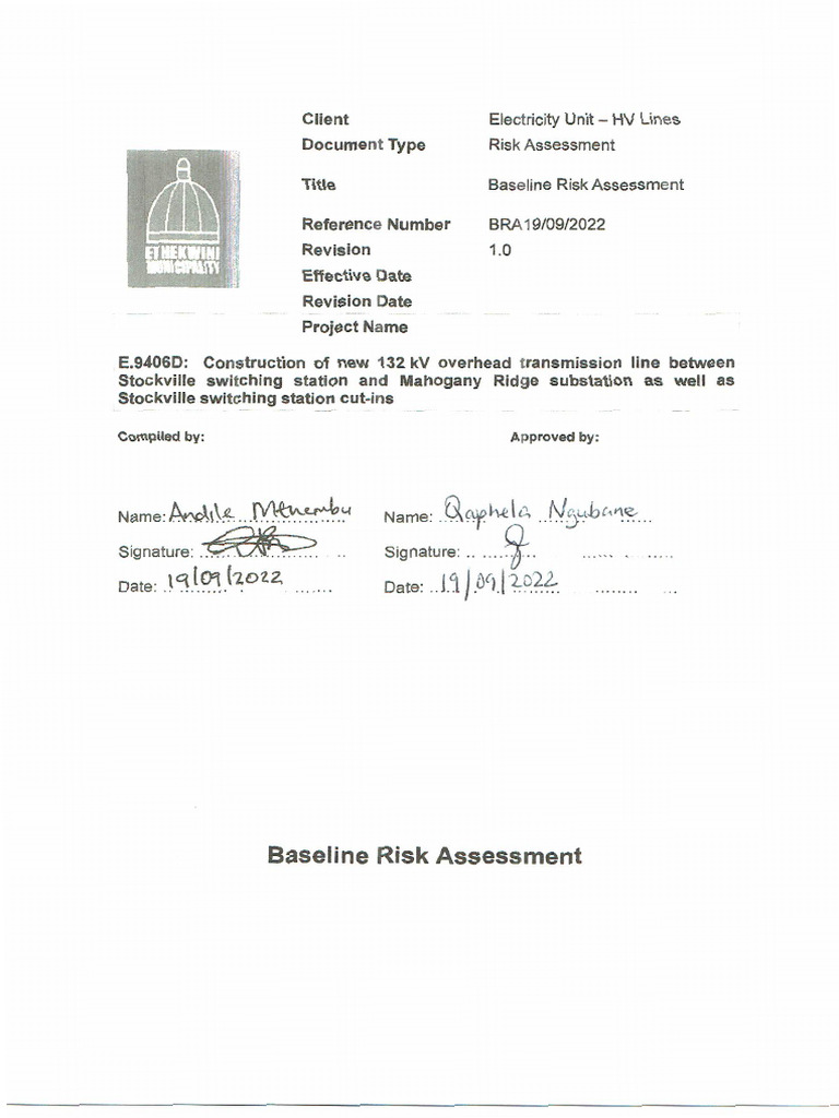 9 Baseline Risk Assessment HV Line E.9406D Final | PDF