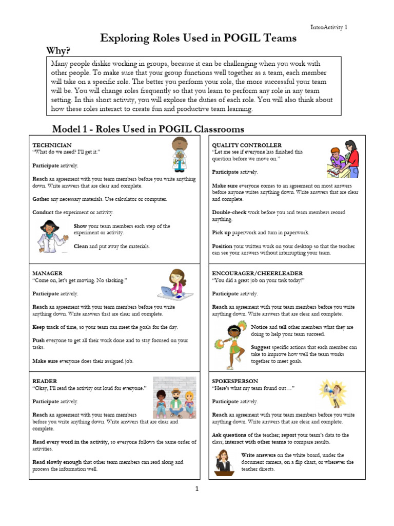 Exploring Roles Used in Pogil Teams 1 | PDF | Human Communication ...