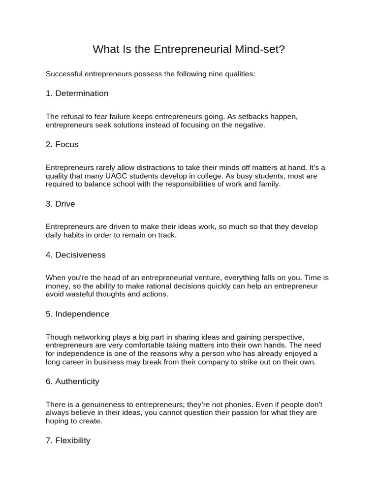 What Is The Entrepreneurial Mind | PDF | Entrepreneurship | Mindset