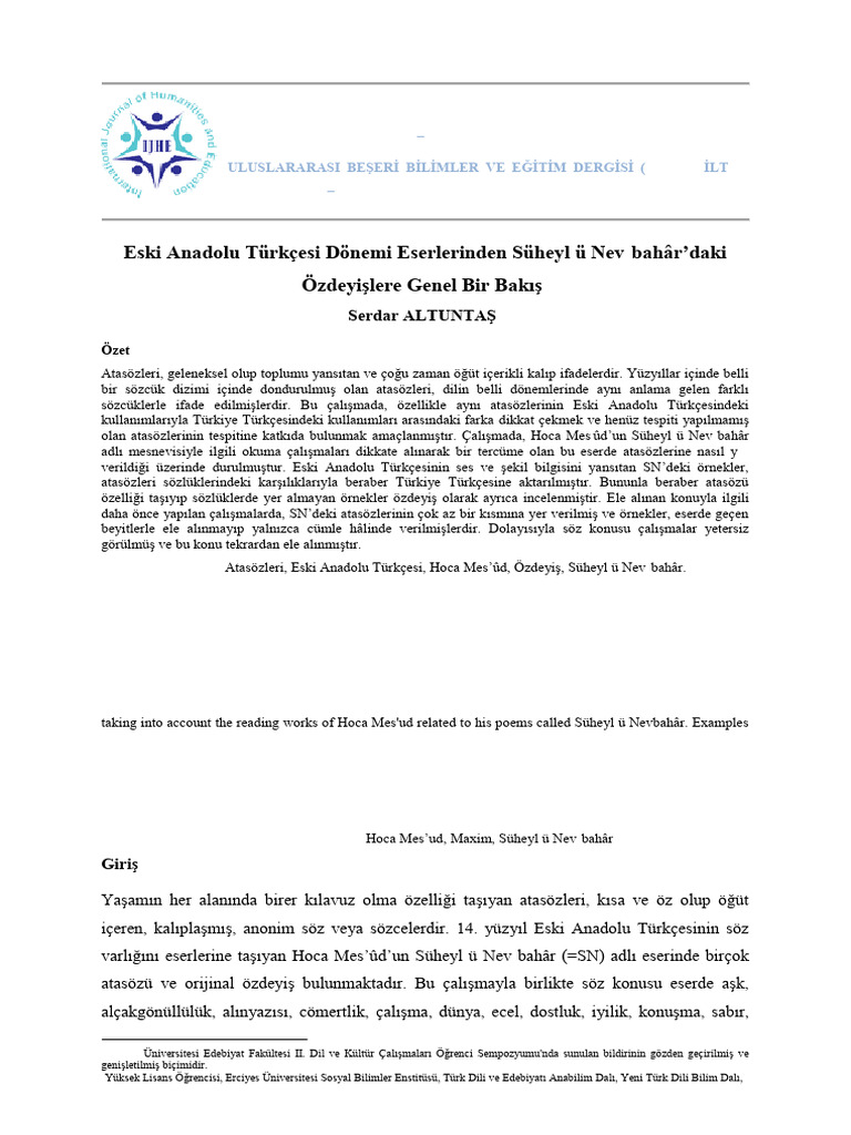 Eski Anadolu T RK Esi D Nemi Eserlerinden S Heyl Nev-Bah R'daki Zdeyi Lere Genel Bir Bak ...