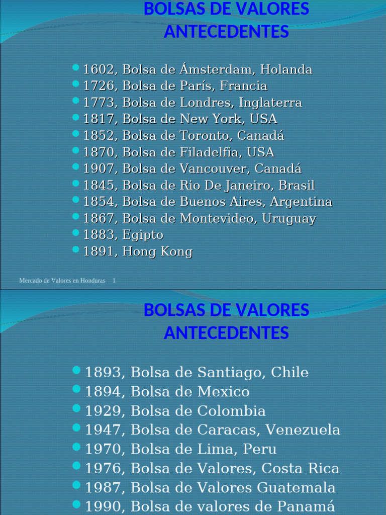 Mercados Financieros .UNAH - PRESENTACION BOLSA DE VALORES | PDF | Bolsa de Valores | Bolsa