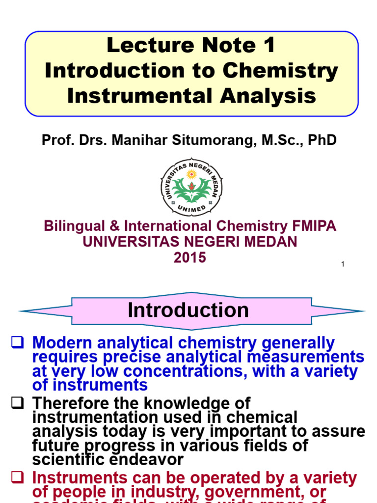 Lecture 1 Introduction to Instrumental Analysis 2015 | PDF ...