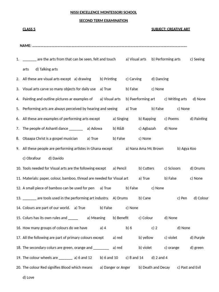 Class 5 Creative Arts | PDF | Loom | Weaving