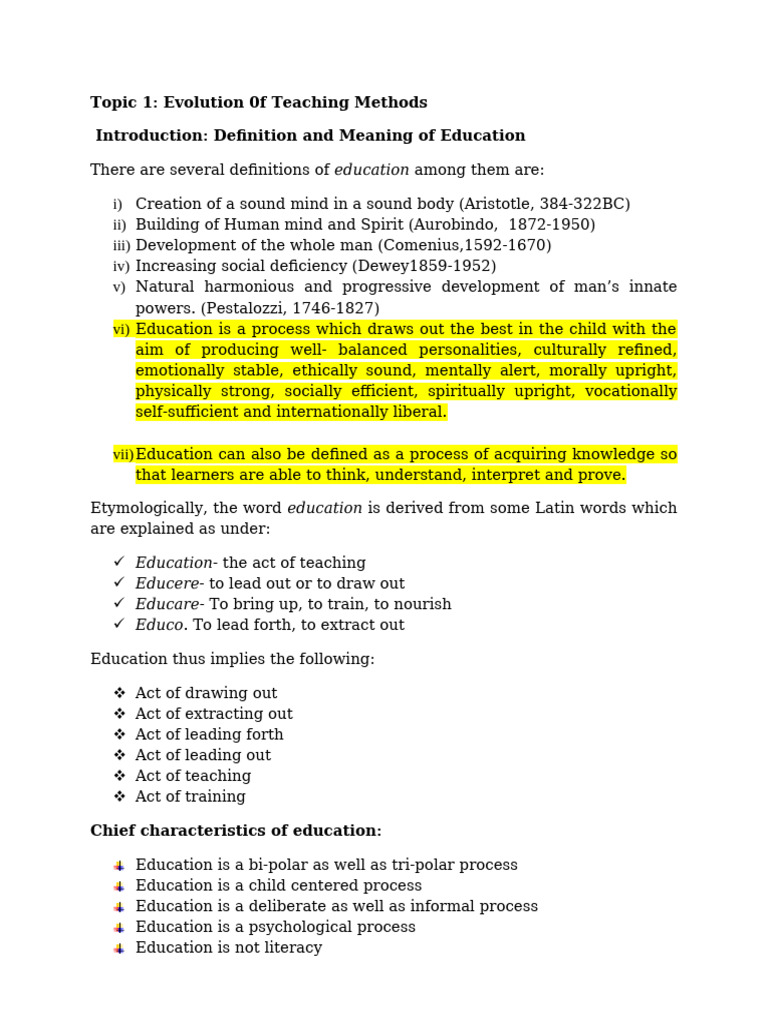 EDCI321 Topic 1 Evolution of Teaching Methods | PDF | Learning | Teachers
