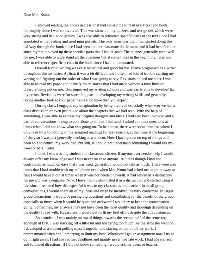 Jacob Steel - 1st Semester Reflection Letter Template | PDF | Career ...
