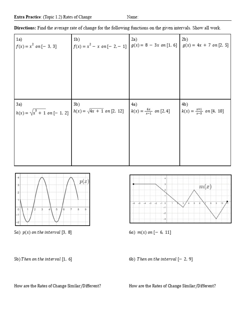 Calculating Slope Practice Topic 1.2 AROC | PDF | Derivative ...