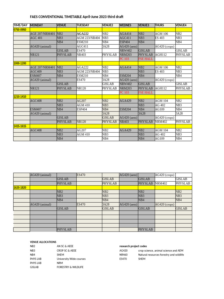 Teaching Timetable-2nd Session Third Draft | PDF | Microsoft Excel ...