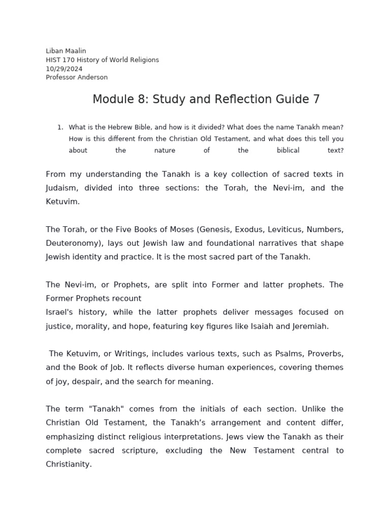 Module 8 - Study and Reflection Guide 7 | PDF | Hebrew Bible | Bible